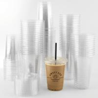 China Wholesale 12oz 16oz PET  Coffee Juice Tea Plastic Cup with Lid for sale