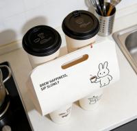 China White Cardboard 2 Cup Holder Carrier Take Away Milk Tea Coffee Paper Cup Holder for sale