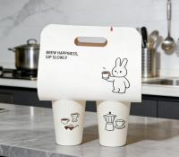 China White Cardboard 2 Cup Holder Carrier Take Away Milk Tea Coffee Paper Cup Holder for sale
