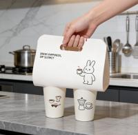 China White Cardboard 2 Cup Holder Carrier Take Away Milk Tea Coffee Paper Cup Holder for sale