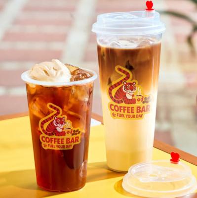 China Custom Print Logo Hard PP Frosted Plastic Bubble Boba Tea Juice Cups With Lids for sale