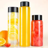 China Custom Logo PET 350ml 400ml 500ml Beverage Bottle with Caps for sale