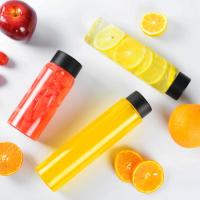 China Custom Logo PET 350ml 400ml 500ml Beverage Bottle with Caps for sale
