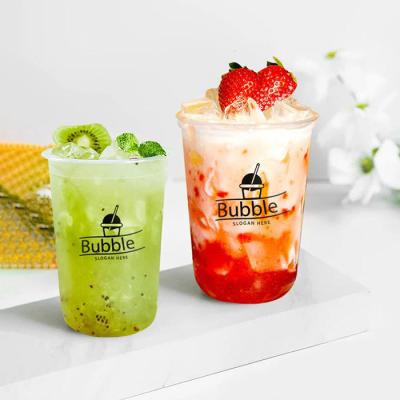China Take Away Hard PP 12/16/22oz Round Bottom Bubble Tea Ice Coffee Plastic Cups With Lids for sale