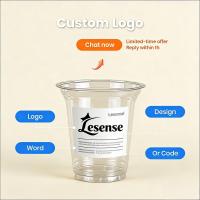 China Custom Branded Logo Printed  14oz 16oz Clear Plastic PET Cups with Lids for sale