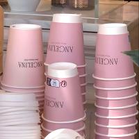 China Single Wall Double Wall Pink Gold Foil Hot Drink Paper Coffee Cup with Lid for sale