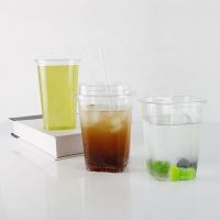 China Wholesale 16oz 20oz 22oz 24oz Square PET Clear Plastic Cup with Lids for sale