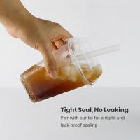 China Wholesale 16oz 20oz 22oz 24oz Square PET Clear Plastic Cup with Lids for sale