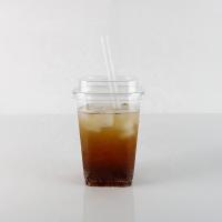 China Wholesale 16oz 20oz 22oz 24oz Square PET Clear Plastic Cup with Lids for sale