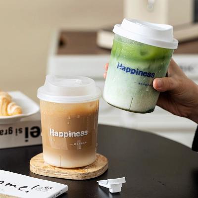 China Frosted 500ml 16oz Fat Hard PP Plastic Smoothie Matcha Coffee Cups for sale