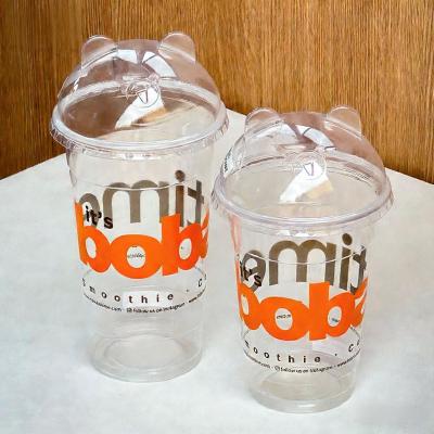 China 12-32oz Custom PET Plastic Cups with Panda Lids for Cold Beverages in Food-Grade Quality for sale