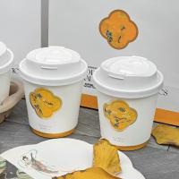China Chinese Style Rotating Hollowed-out Matte Gold Foil Stamping Double Wall Paper Coffee Cups for sale