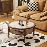 China American Wood Glass Coffee Table Home Balcony Glass And Wood Side Table for sale