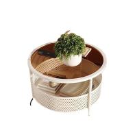 China Simple Round Tea Table Glass Minimalist Double Layer Glass Coffee Table for sale