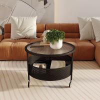 China Simple Round Tea Table Glass Minimalist Double Layer Glass Coffee Table for sale