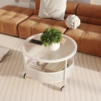China Simple Round Tea Table Glass Minimalist Double Layer Glass Coffee Table for sale