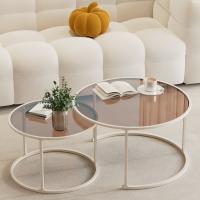 China Nordic Style Glass Coffee Table Combo Glass Round Tea Table for sale