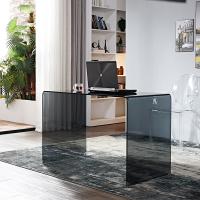 China Modern Study Bent Glass Table Full Transparent Glass Furniture Table for sale