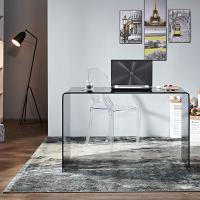 China Modern Study Bent Glass Table Full Transparent Glass Furniture Table for sale