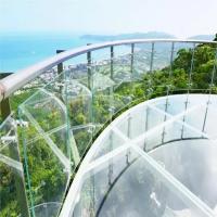 China Clear Or Frosted Anti Slip Glass Floor Walkway With Acid Etched for sale