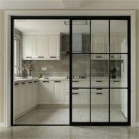 China Double Track Aluminum Glass Sliding Door Interior Metal Soundproof for sale