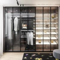 China Wardrobe Bedroom Closet Set Tempered Glass Sliding Doors Customized for sale