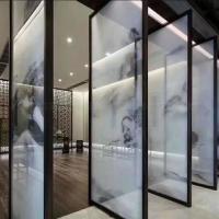 China Landscape Painting Wire Glass Partition Screens 3mm Tempered Glass Partition Wall for sale