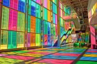 China Colorful Decorative Toughened Glass Green Red Stained Glass Window Panels for sale