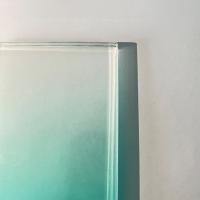 China Icy Blue Gradient Laminated Glass Shower Enclosure Indoor Partition Wall for sale