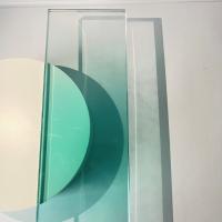 China Icy Blue Gradient Laminated Glass Shower Enclosure Indoor Partition Wall for sale