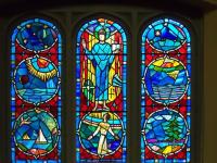 China Colorful Church Stained Glass Windows CCC Patterned Glass Cut To Size for sale