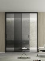 China Cloakroom Aluminum Glass Door Frame Narrow Interior Partition Doors for sale