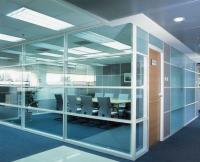 China 12mm Tempered Glass Office Partition With Aluminum Profiles for sale