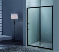 China Sliding Shower Door 120x190cm with 6mm Tempered Glass and Black Aluminum Frame - Customizable Options for sale