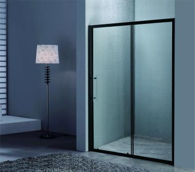 China Sliding Shower Door 120x190cm with 6mm Tempered Glass and Black Aluminum Frame - Customizable Options for sale