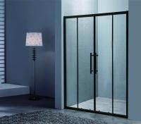China 120x190cm Sliding Shower Door with 6mm Tempered Glass and Black Aluminum Frame - Model 8v04 for sale
