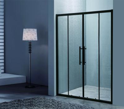 China 120x190cm Sliding Shower Door with 6mm Tempered Glass and Black Aluminum Frame - Model 8v04 for sale
