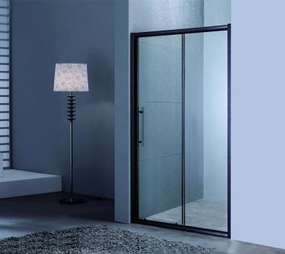 China Sliding Shower Door 120x190cm with 6mm Tempered Glass and Black Aluminum Frame - Customizable Options Available for sale