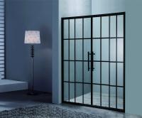 China Black Aluminium Frame Sliding Shower Door 120x190cm with 6mm Tempered Glass and Waterproof Seal for sale
