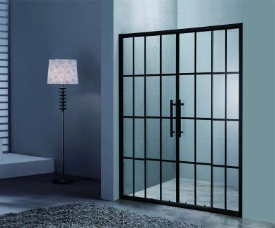China Black Aluminium Frame Sliding Shower Door 120x190cm with 6mm Tempered Glass and Waterproof Seal for sale