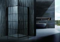 China Black Frame Stripes Sliding Shower Enclosure 120x90x190cm 6mm Tempered Glass for sale
