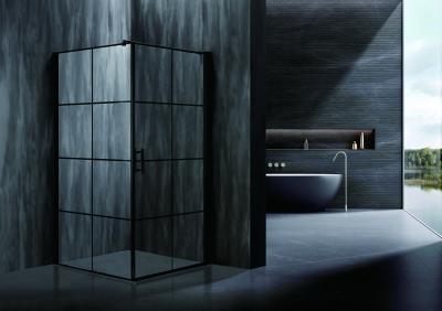 China Black Frame Stripes Sliding Shower Enclosure 120x90x190cm 6mm Tempered Glass for sale