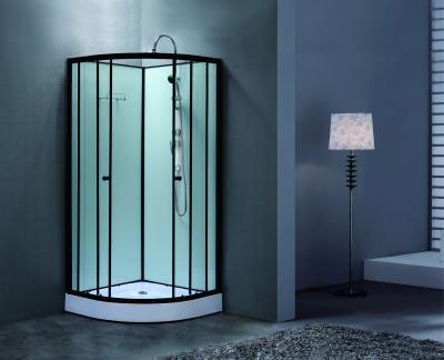 China Modern Sliding Shower Door 80x80x220cm Tempered Glass Matt Black Frame Shower Cabin for sale