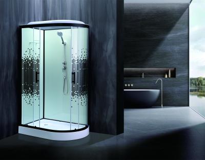 China 120x80x215cm Sliding Shower Room with 4/5mm Tempered Glass and Matt Black Aluminum Frame for sale