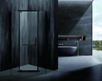 China Diamond Shower Enclosure Black Aluminum Frame 6mm 8mm Tempered Glass Sliding Door 80x190cm for sale