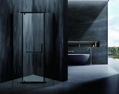 China Diamond Shower Enclosure Black Aluminum Frame 6mm 8mm Tempered Glass Sliding Door 80x190cm for sale