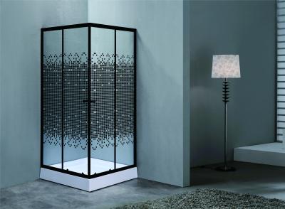 China Stylish Square Shower Enclosures With Black mosaic patterned Glass For Modern for sale
