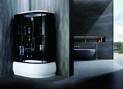 China Customizable Sliding Shower Room 120x80x215cm Matt Black Profile Tempered Glass for sale