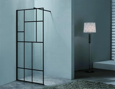 China Modern Frameless Sliding Shower Enclosure 80x200cm Black Frame Stripes Glass Aluminum for sale