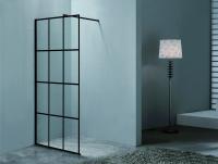 China 6mm 8mm Tempered Glass Frameless Sliding Shower Enclosure 80x200cm Black Aluminum Frame for sale